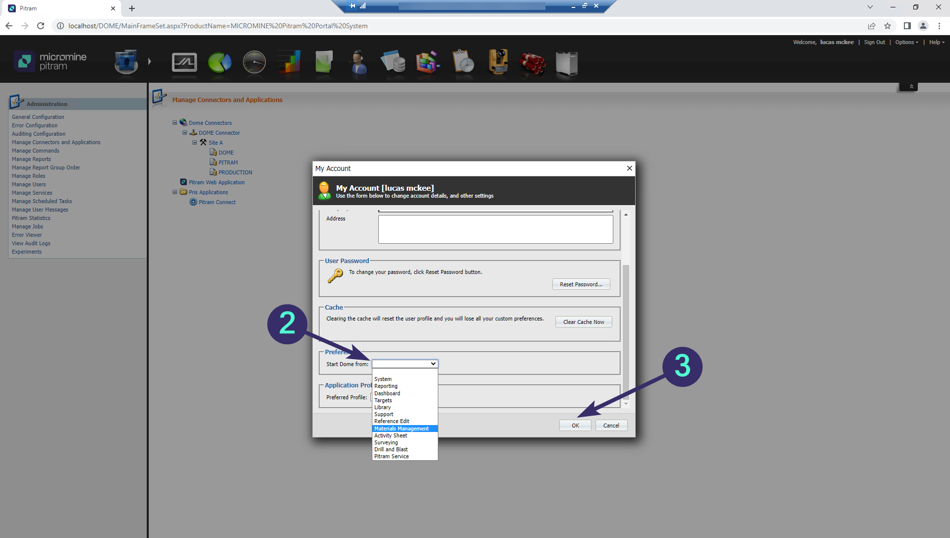How-To: Set Pitram Portal user landing page – Micromine Pitram