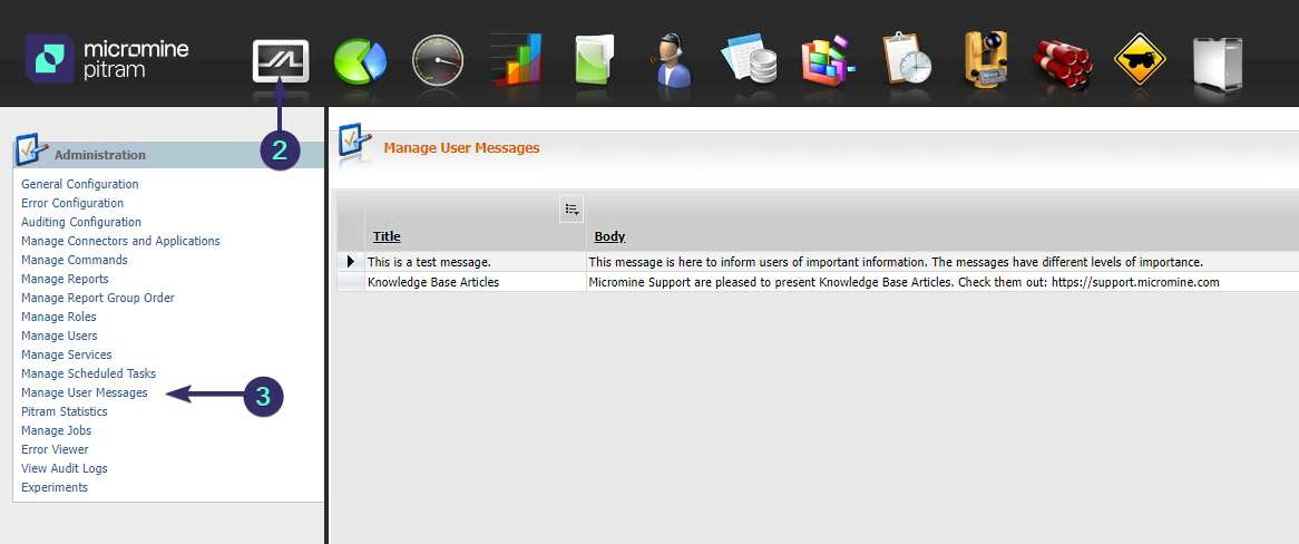 How to: Set User Alert Login Messages. – Micromine Pitram