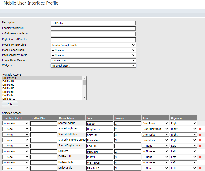 Pitram Mobile - How to view widget shortcut icons – Micromine Pitram