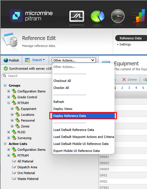 How to: Change required fields in Reference Data – Micromine Pitram